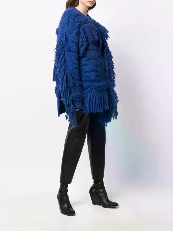 Stella McCartney Oversized Fringed Alpaca Wool-blend Jumper - Blue