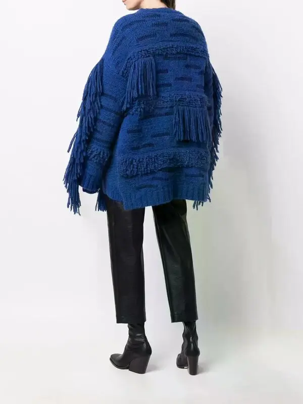 Stella McCartney Oversized Fringed Alpaca Wool-blend Jumper - Blue