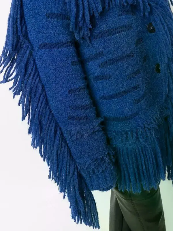 Stella McCartney Oversized Fringed Alpaca Wool-blend Jumper - Blue
