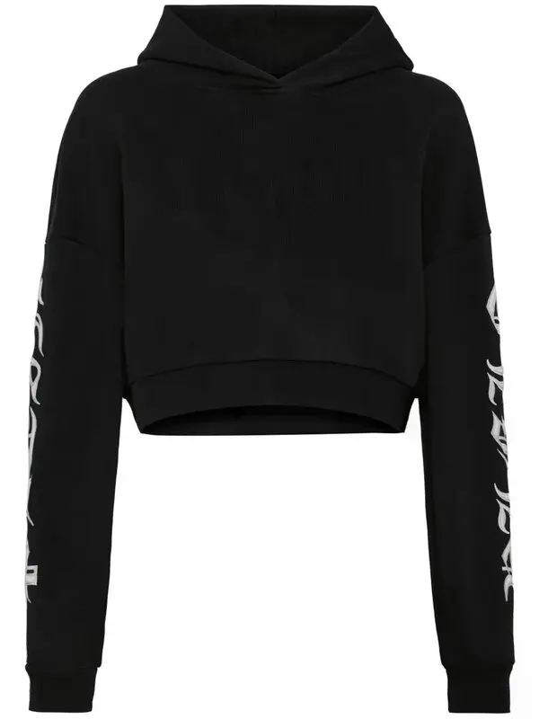 Philipp Plein Cropped Hoodie With Embroidered Motifs