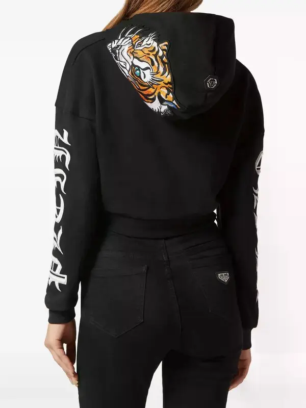 Philipp Plein Cropped Hoodie With Embroidered Motifs