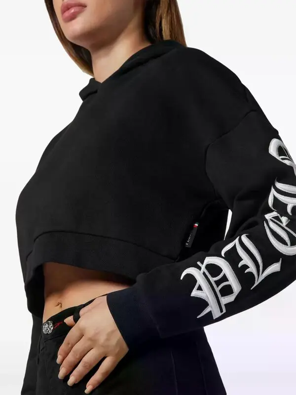 Philipp Plein Cropped Hoodie With Embroidered Motifs