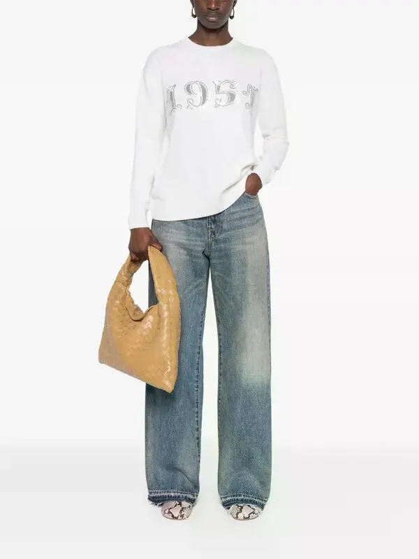 Max Mara Wool-cashmere Blend Crew Neck Sweater With Sequin Embellishment