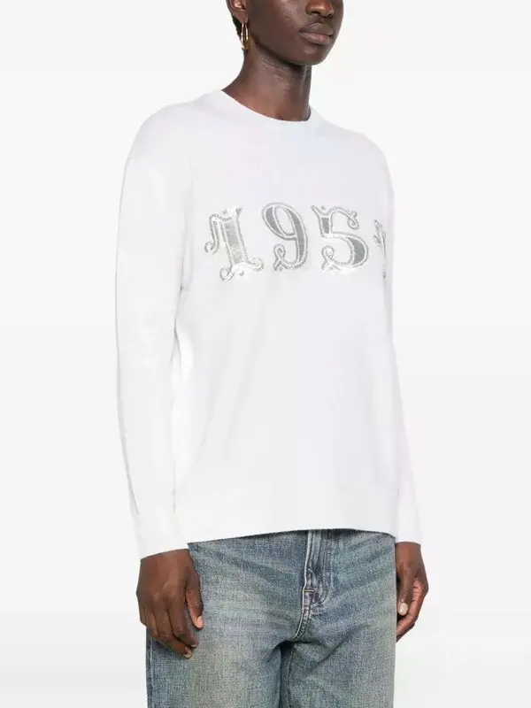 Max Mara Wool-cashmere Blend Crew Neck Sweater With Sequin Embellishment