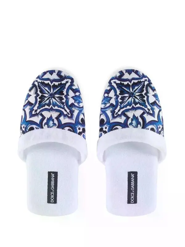 Dolce & Gabbana Barocco-print Terry-cloth Slippers