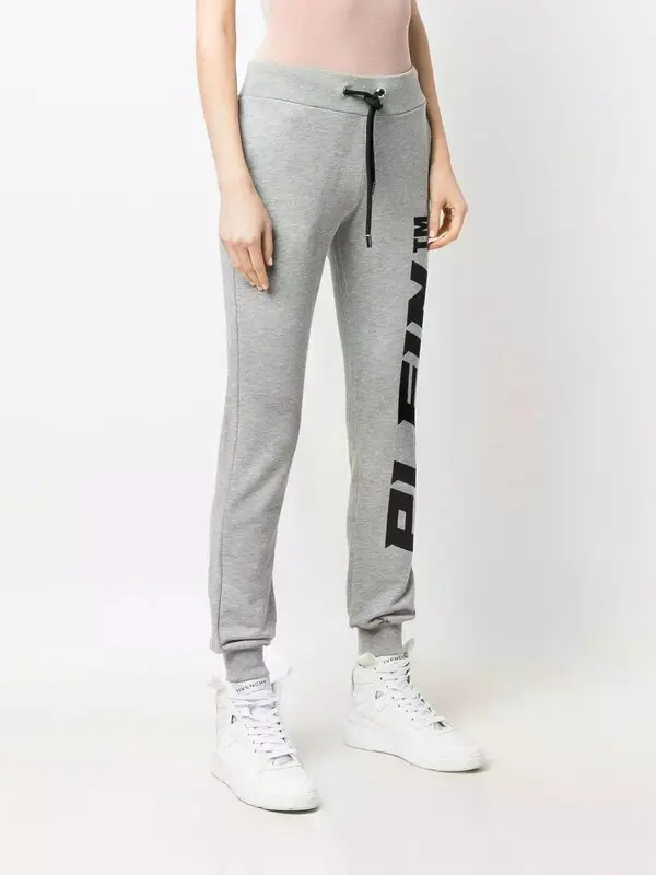 Philipp Plein Heather Cotton-blend Logo Print Joggers - Grey