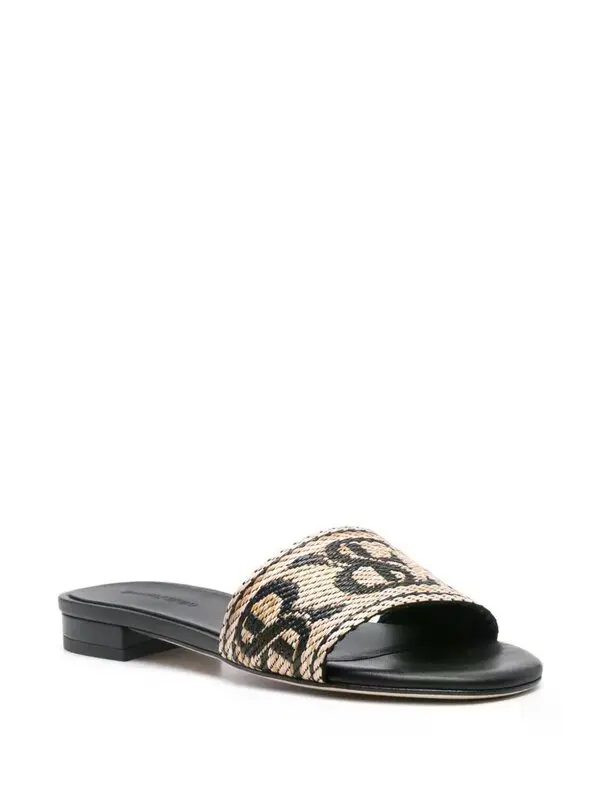 Ermanno Scervino Logo-jacquard Low Block Heel Sandals