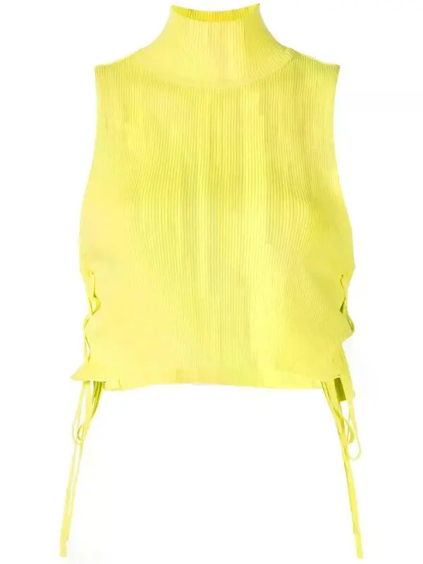 Rokh High Neck Sleeveless Lace-up Detail Cropped Top