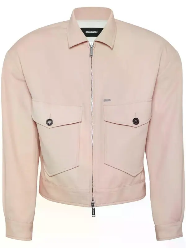 Dsquared2 Virgin Wool Bomber Jacket - Pink