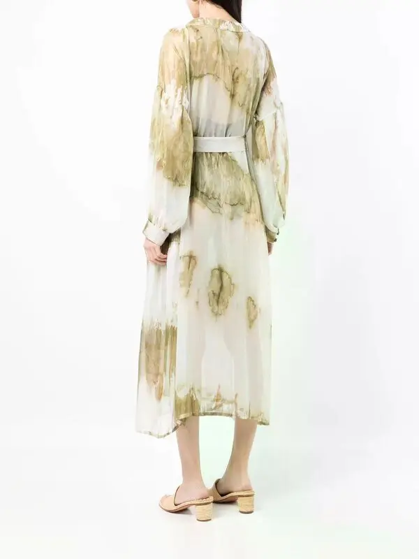 BAMBAH Tie-dye Sheer Sleeve Midi Dress