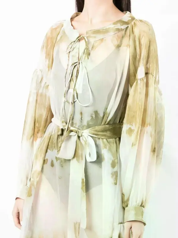 BAMBAH Tie-dye Sheer Sleeve Midi Dress