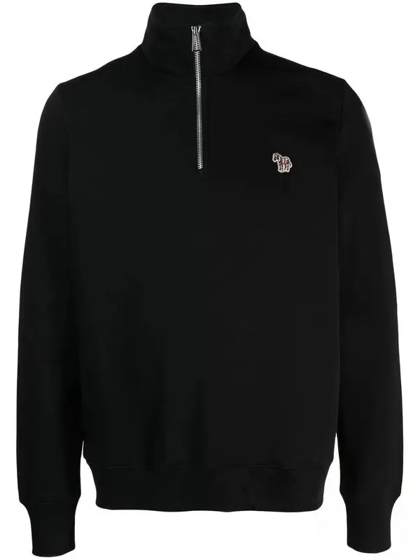 Paul Smith Logo-embroidered Funnel Neck Sweatshirt - Black