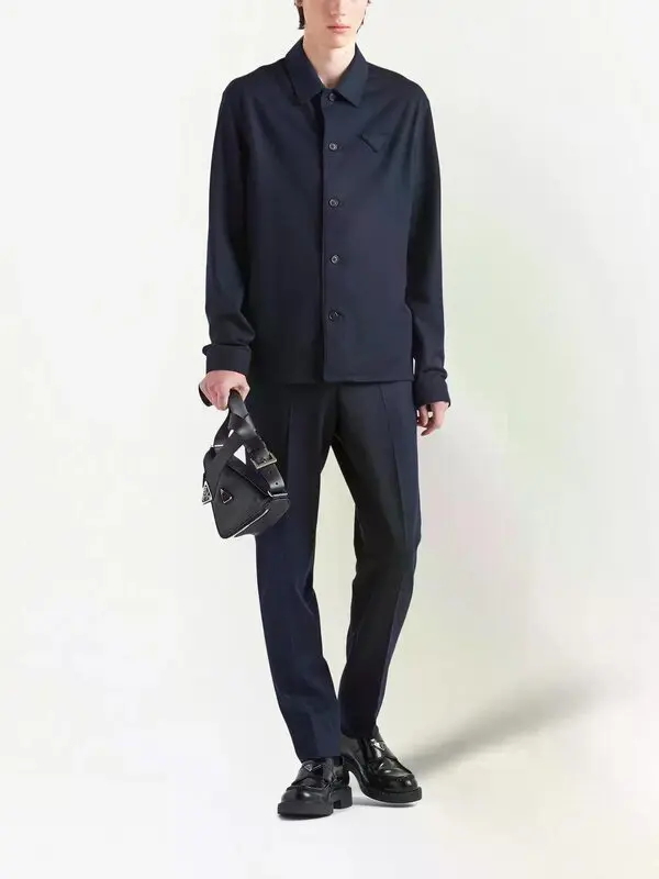 Prada Triangle-logo Wool-blend Shirt