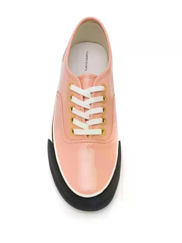 FUMITO GANRYU Varnished Effect Lace-up Sneakers