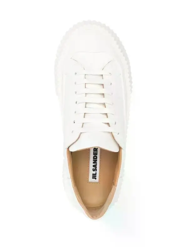 JIL SANDER Off-white Leather Lace-up Sneakers - Neutrals