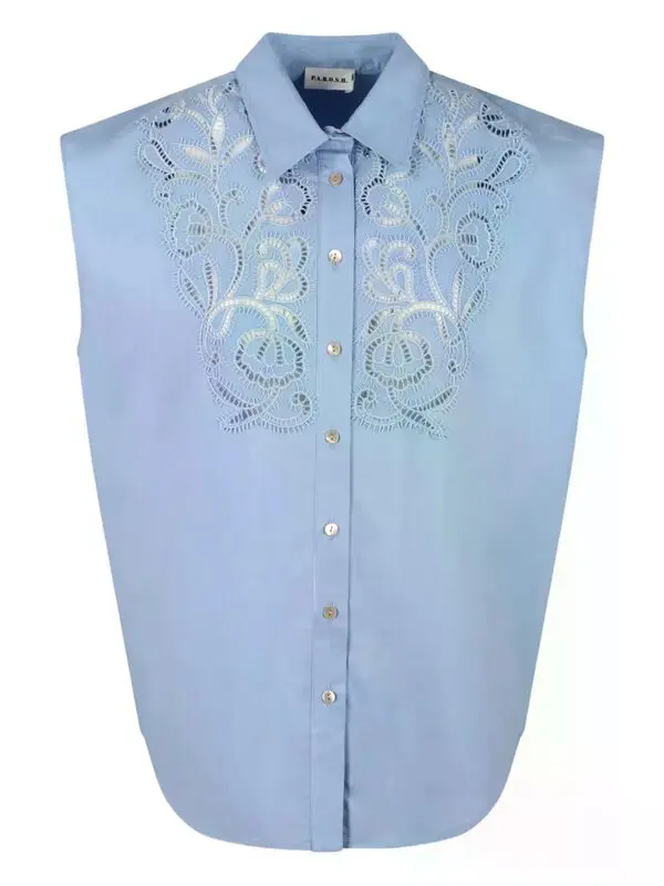 P.a.r.o.s.h Sleeveless Cotton Shirt With Cut-out Detailing - Blue