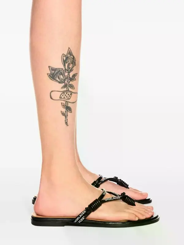 Off-White Shoelaces" Thong Sandals - Black