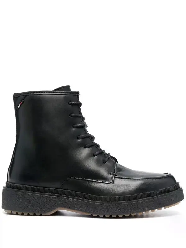 Tommy Hilfiger Lace-up Leather Ankle Boots - Black