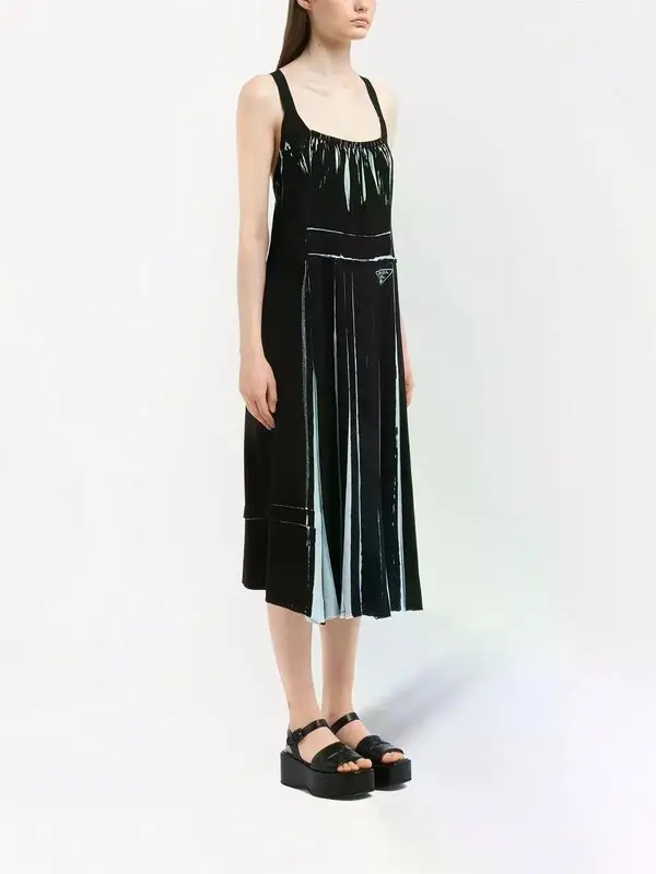 Prada Sleeveless Printed Sablé Midi Dress