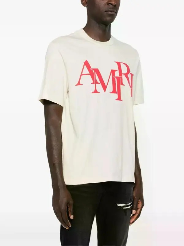 Amiri Logo-print Cotton T-shirt - Neutrals