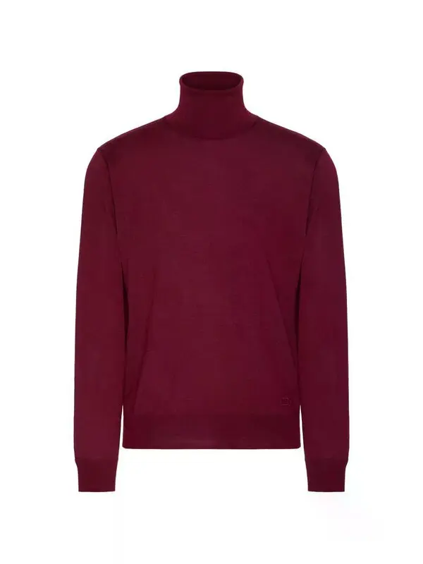 Valentino Garavani Burgundy Knitted Turtleneck Sweater