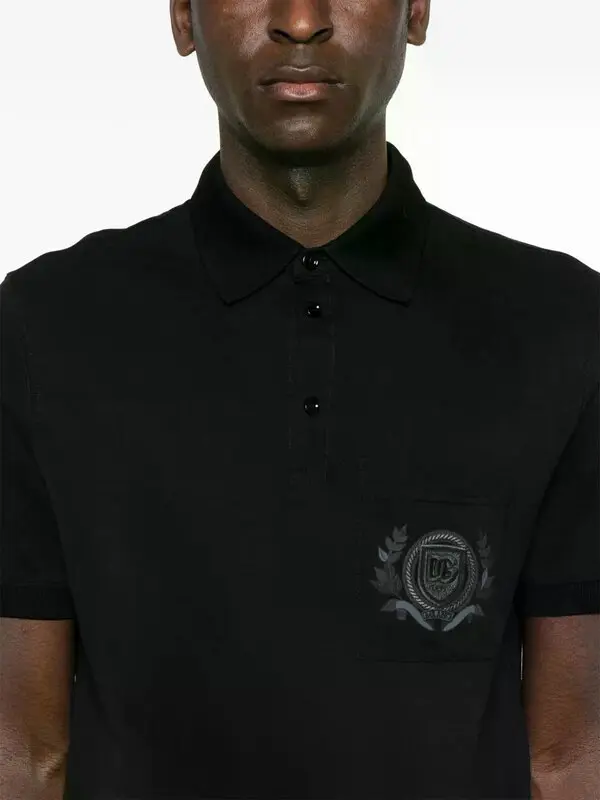 Dolce & Gabbana Logo-embroidered Polo Shirt - Black