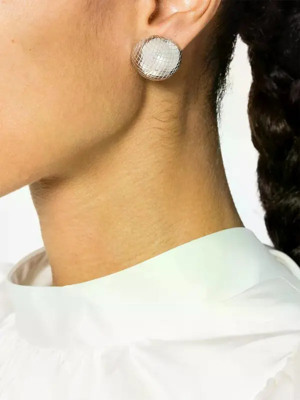 Yvonne Léon 9kt White Gold Disco Ball Stud Earrings - Silver
