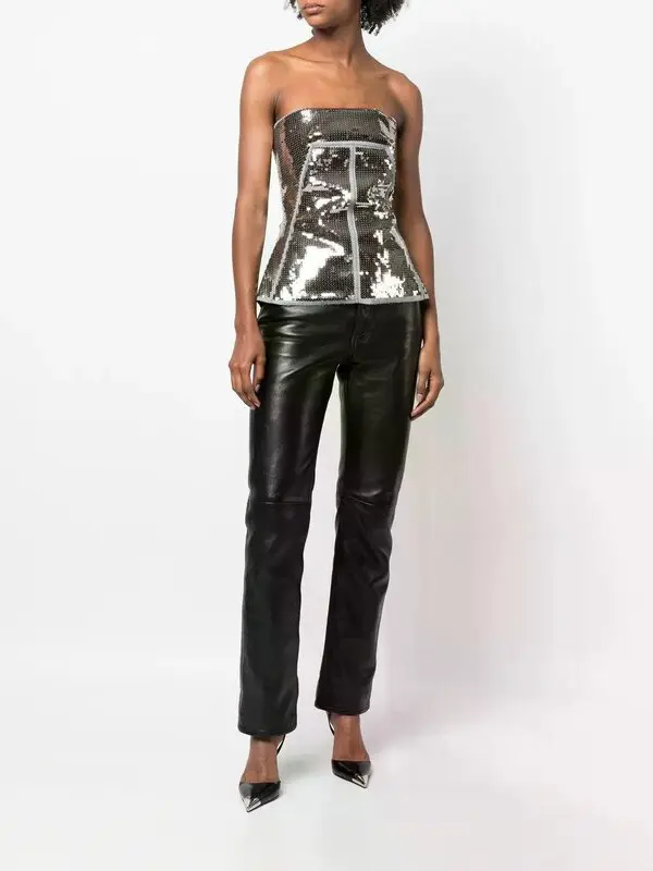 Rick Owens Sequin-embellished Bustier Top - Silver