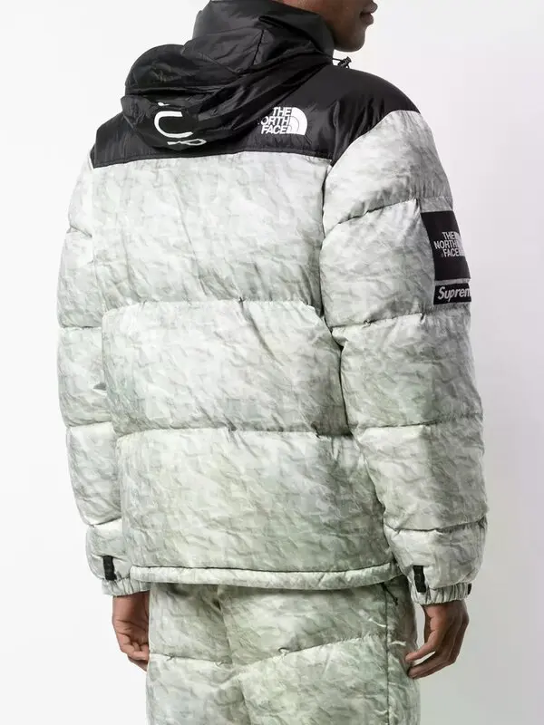 Supreme X The North Face Nuptse Paper Print Down Jacket - Grey