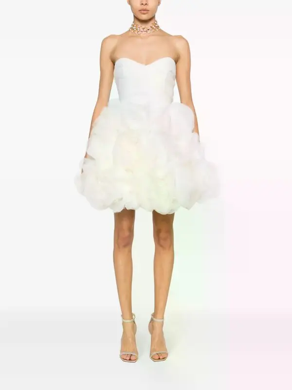 ANA RADU Strapless Floral Appliqué Minidress