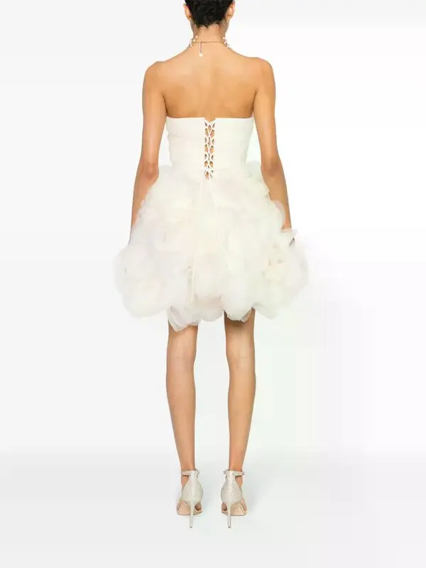 ANA RADU Strapless Floral Appliqué Minidress