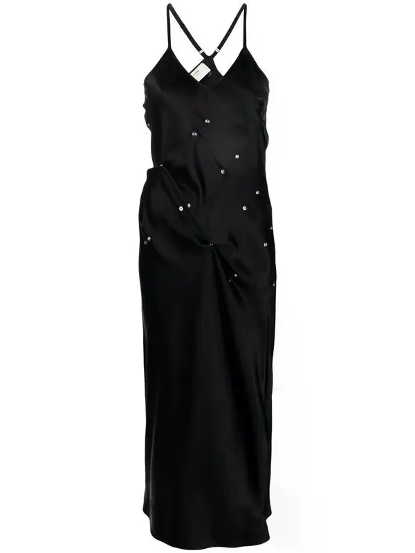 1017 Alyx 9sm Embellished Gathered Detail Slip Dress - Black