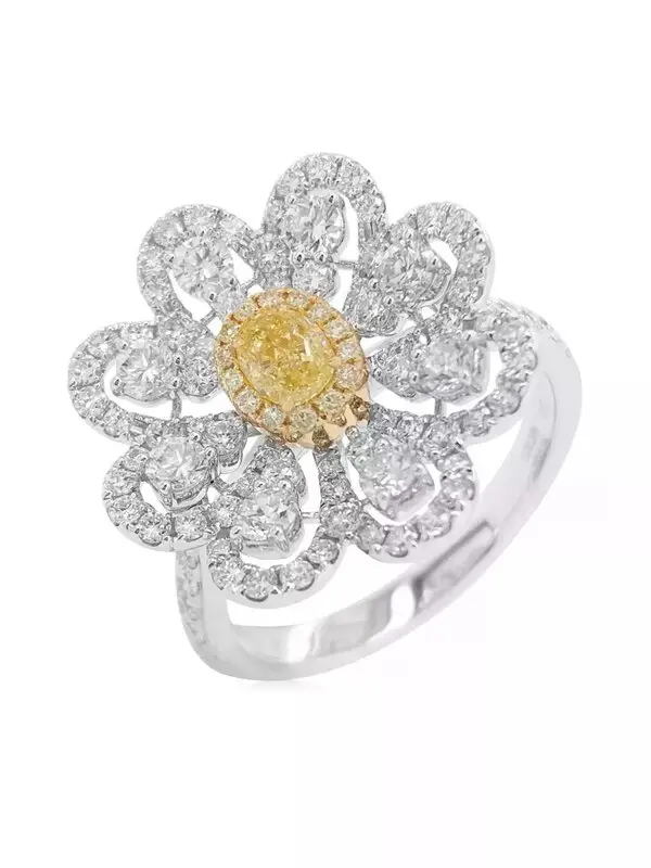 HYT JEWELRY 18kt Yellow Gold And Palladium Diamond Cocktail Ring - Silver
