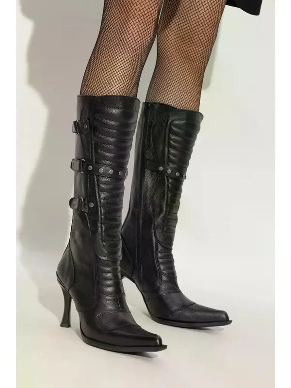 Vetements Studded Leather Stiletto Boots