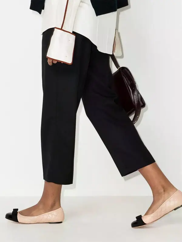FERRAGAMO Quilted Ballerina Flats With Grosgrain Bow