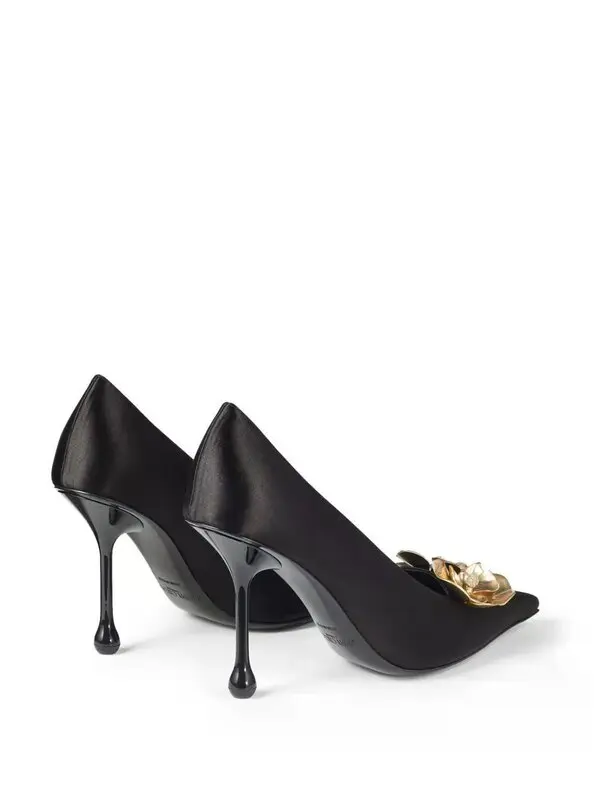 JIMMY CHOO Ixia Satin Floral Embellished High Heel Pumps