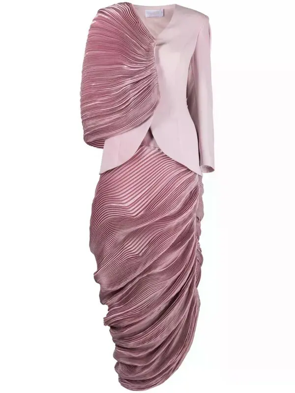 GABY CHARBACHY Asymmetric Blazer-top Long Dress - Pink