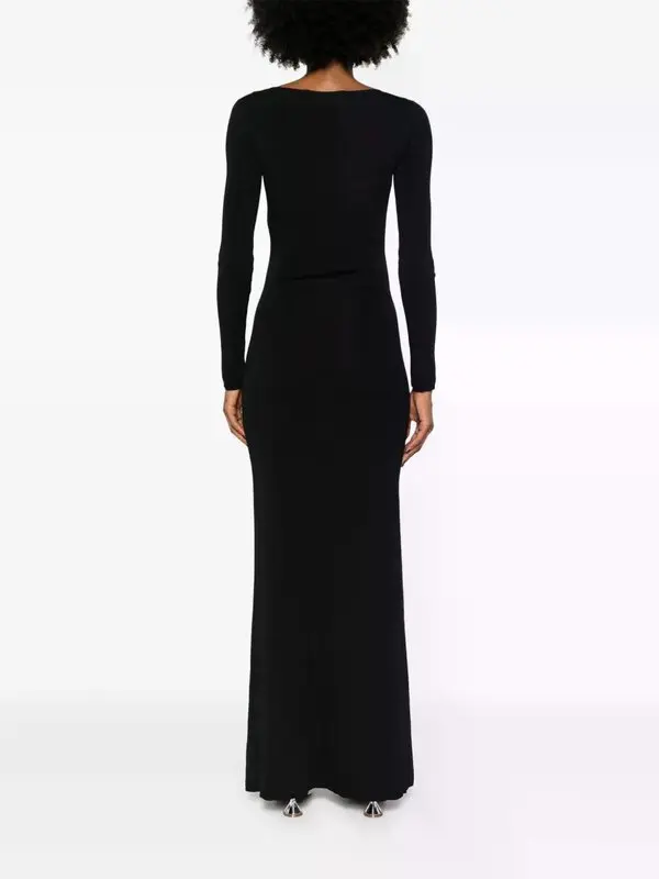 ANA RADU Knitted Maxi Dress With Side Slit - Black