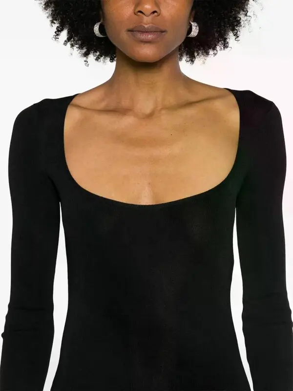 ANA RADU Knitted Maxi Dress With Side Slit - Black