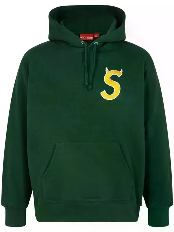 Supreme S Logo Drawstring Hoodie - Green