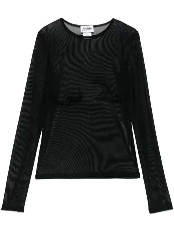 JEAN PAUL GAULTIER Flocked-logo T-shirt - Black