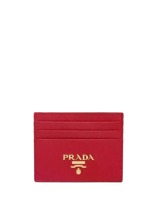 Prada Compact Front Logo Cardholder - Red
