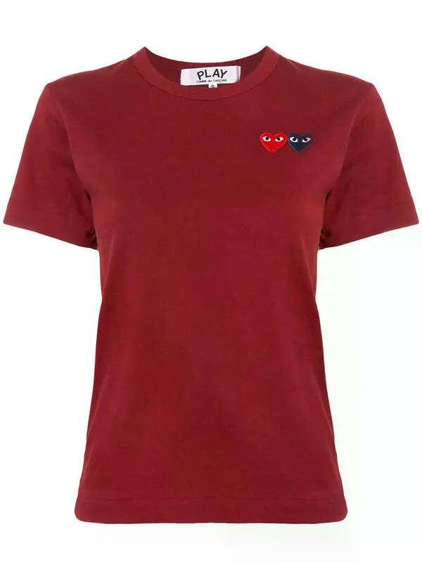Play Comme Des Garcon Embroidered Heart T-shirt - Red