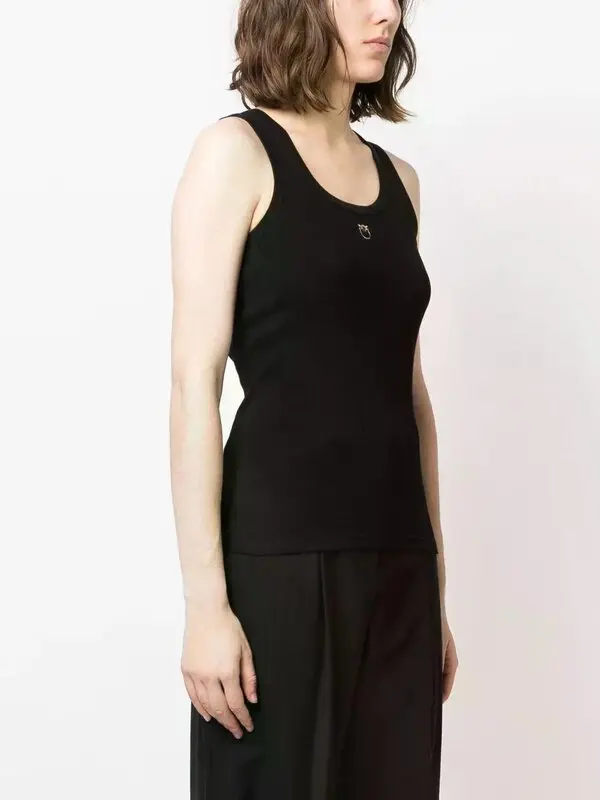 Pinko Ribbed Cotton Tank Top With Embroidered Logo