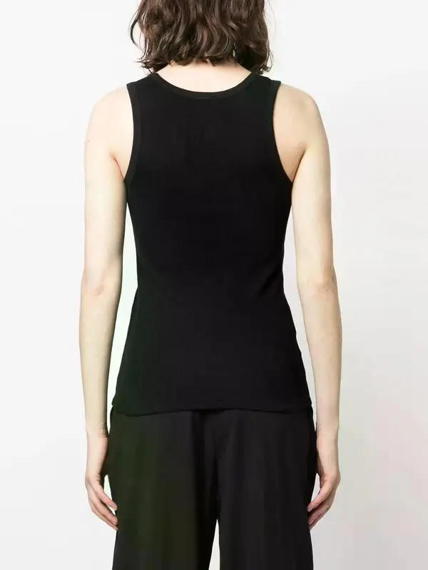 Pinko Ribbed Cotton Tank Top With Embroidered Logo
