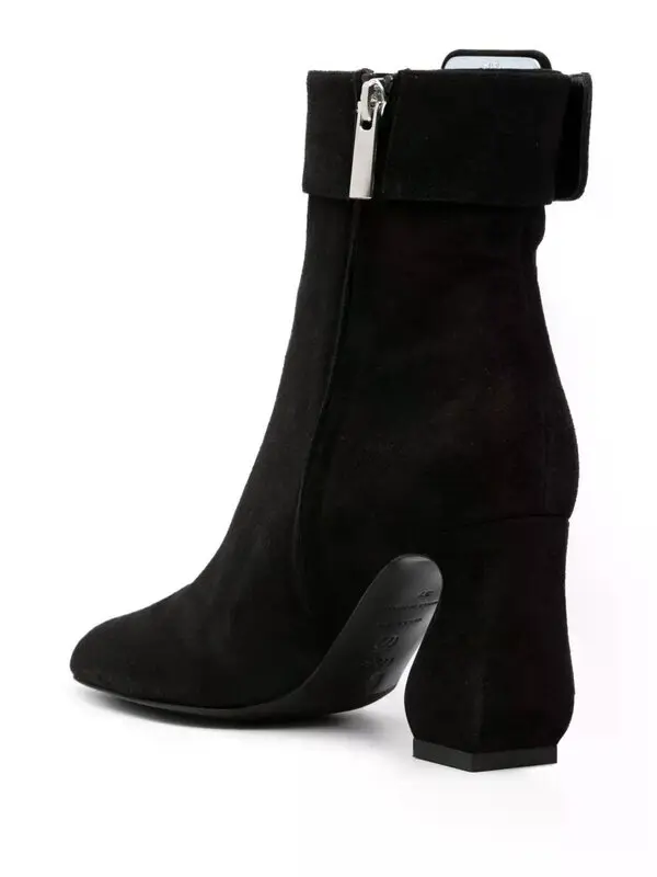 SERGIO ROSSI 85mm Square-toe Buckled Suede Boots