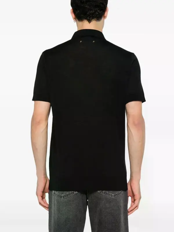 GOLDEN GOOSE Fine-knit Polo Shirt - Black