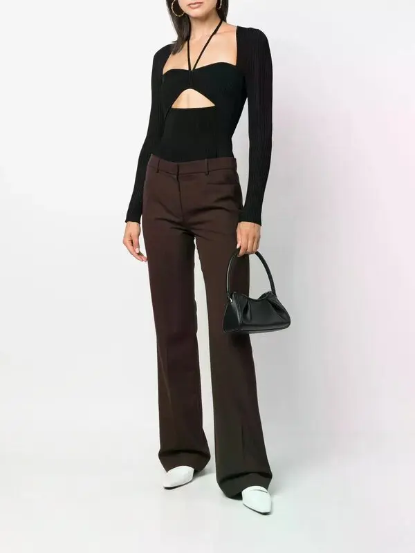 Simkhai Alexia Ribbed Neck-tie Top - Black