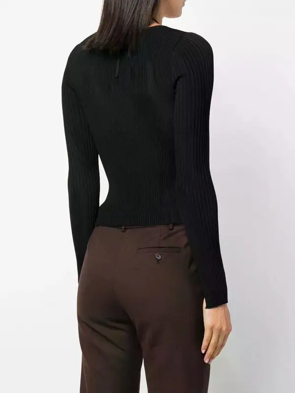 Simkhai Alexia Ribbed Neck-tie Top - Black