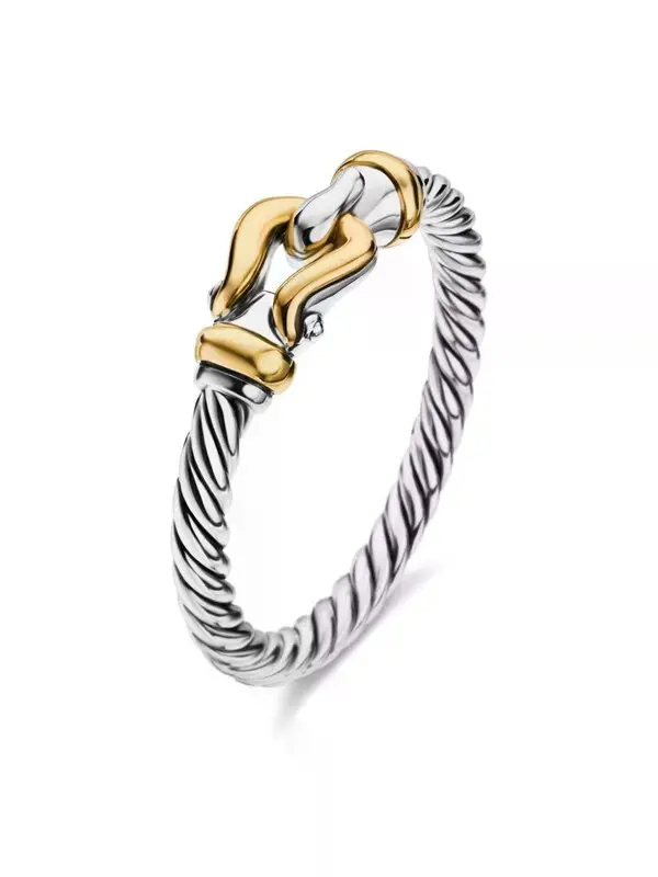 David Yurman 18kt Yellow Gold And Sterling Petite Buckle Ring